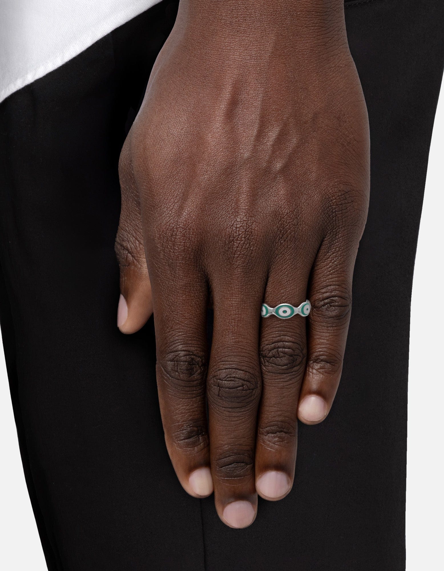 Green Eye Ring, Sterling Silver w/Enamel | Men's Rings | Miansai